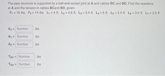 Solved The pipe structure is supported by a ball-and-socket | Chegg.com
