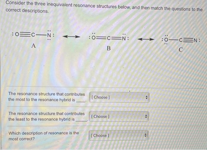 Solved Consider the three inequivalent resonance structures | Chegg.com