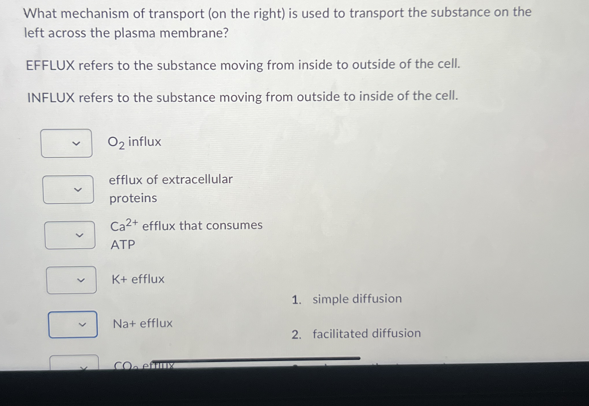 What mechanism of transport (on the right) ﻿is used | Chegg.com