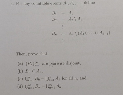 Solved For any countable events A1,A2,dots, | Chegg.com