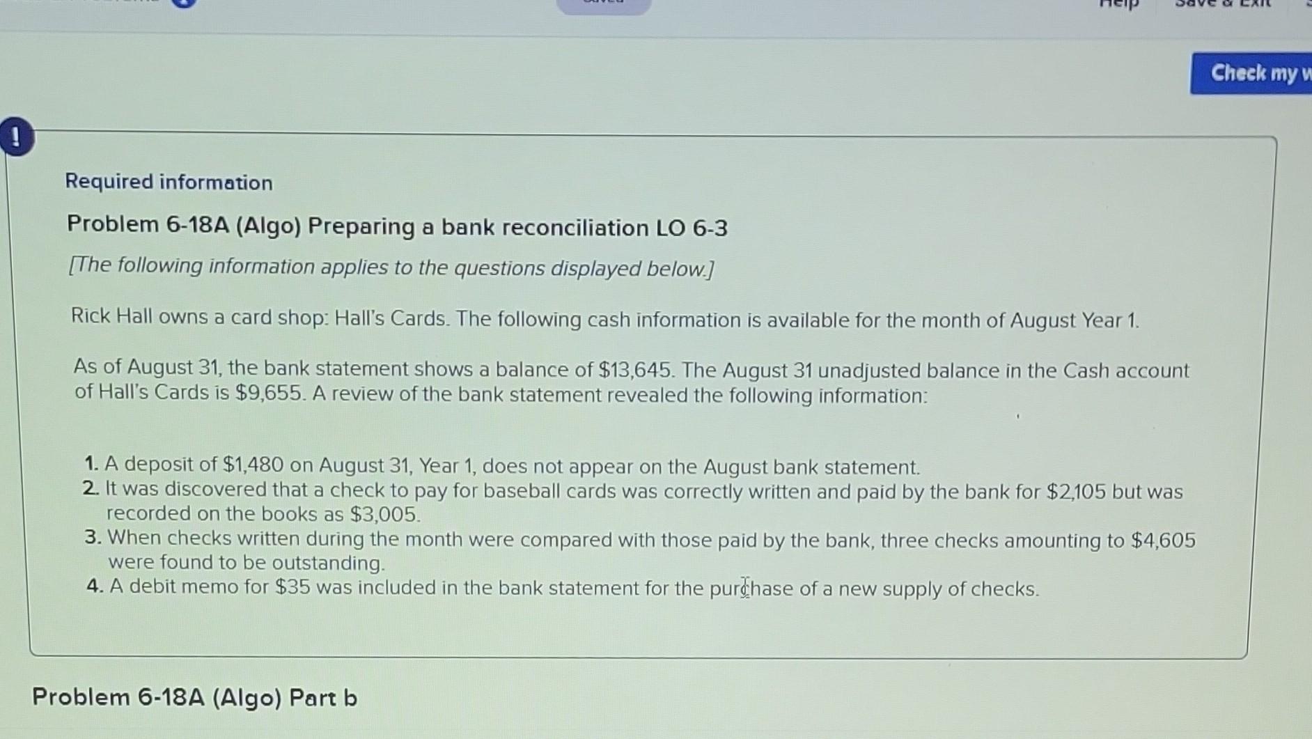 Solved Required information Problem 6-18A (Algo) Preparing a | Chegg.com