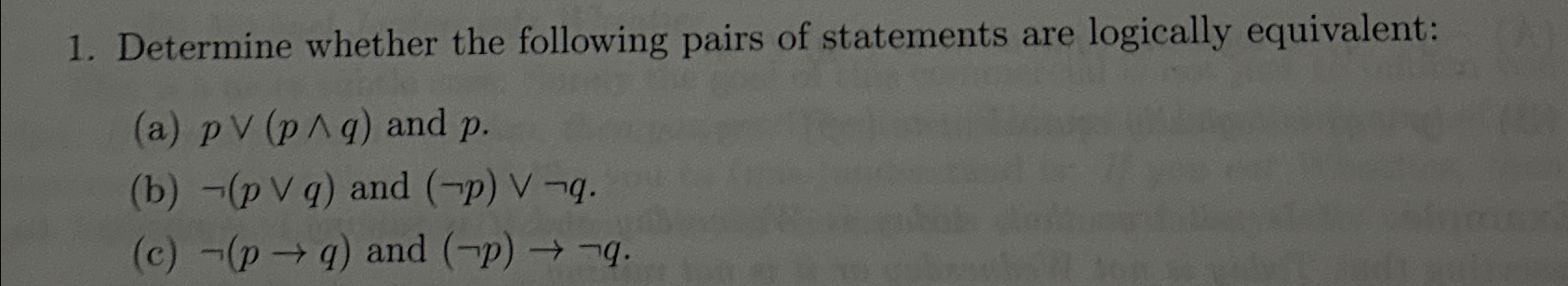 Solved Determine whether the following pairs of statements | Chegg.com
