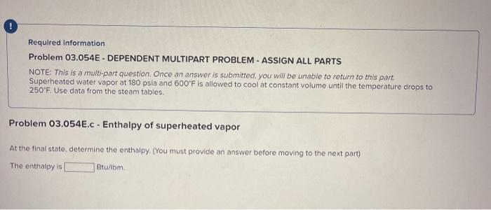 Solved Required information Problem 03.054E-DEPENDENT | Chegg.com