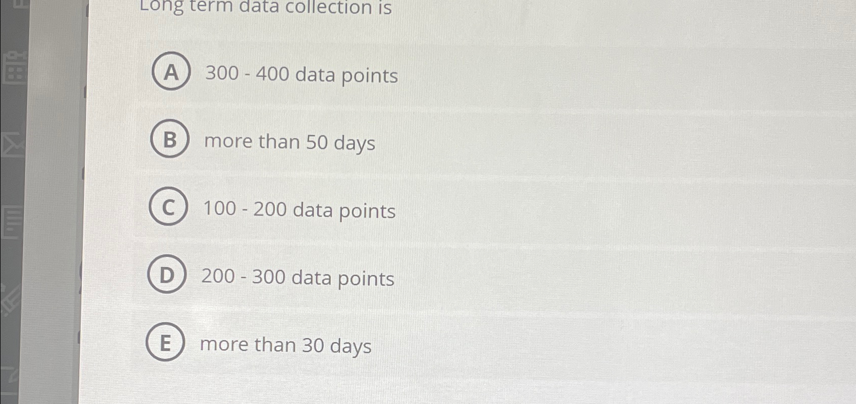 Solved 300 - 400 ﻿data pointsmore than 50 ﻿days100 - 200 | Chegg.com
