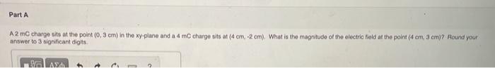 Solved Part A A 2 m charge sits at the point (0,3 cm) in the | Chegg.com