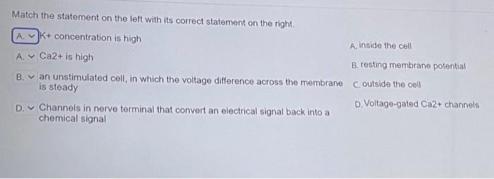 Solved Match the statement on the left with its correct | Chegg.com