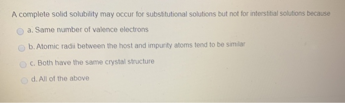 Solved A complete solid solubility may occur for | Chegg.com