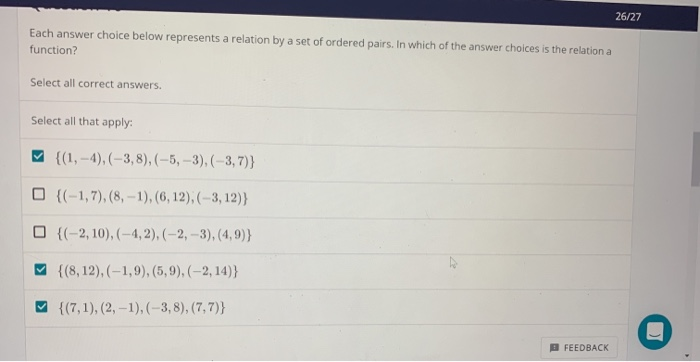 Solved 2627 Each Answer Choice Below Represents A Relation 