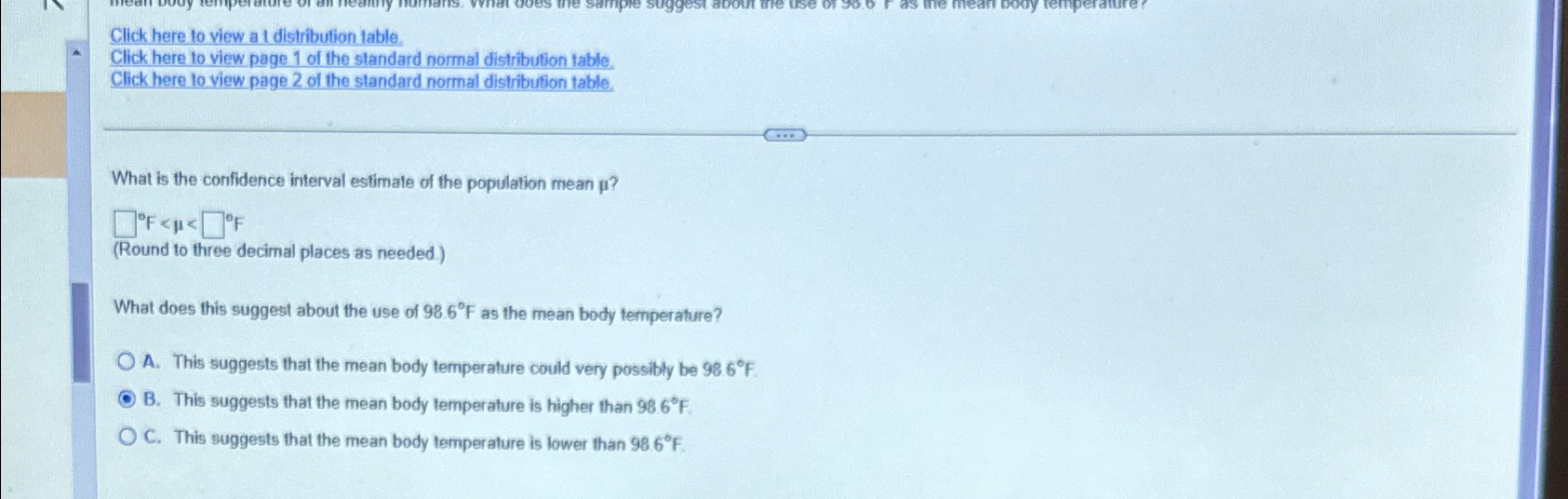 Click here to view a t distribution table.Click here | Chegg.com