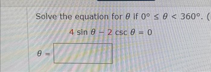 Solved Solve the equation for \\( \\theta \\) if \\( | Chegg.com