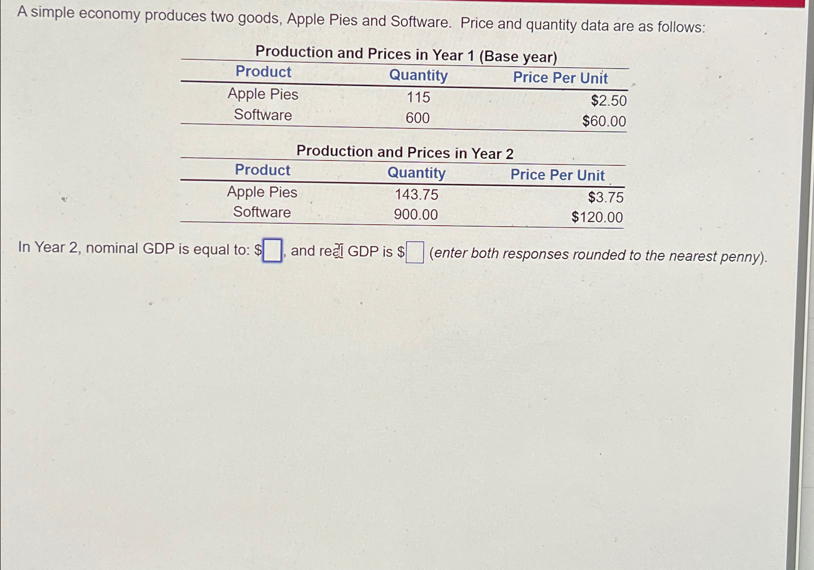 Solved A simple economy produces two goods, Apple Pies and | Chegg.com