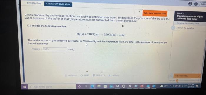 Solved INTRODUCTION LABORATORY SIMULATION PHASE Calculate | Chegg.com