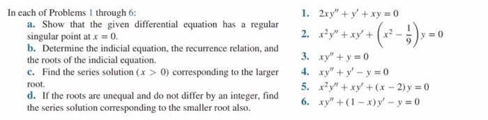 Solved In each of Problems I through 6: a. Show that the | Chegg.com