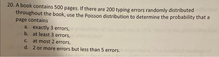 Solved 20. A book contains 500 pages. If there are 200 | Chegg.com