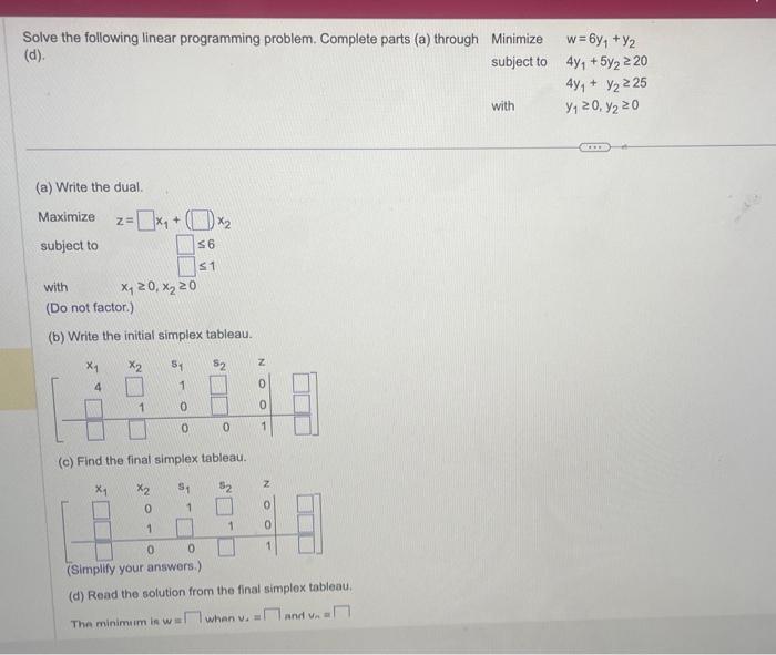 Solved Solve the following linear programming problem. | Chegg.com