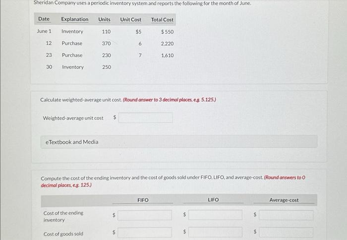 Solved Calculate weighted-average unit cost. (Round answer | Chegg.com