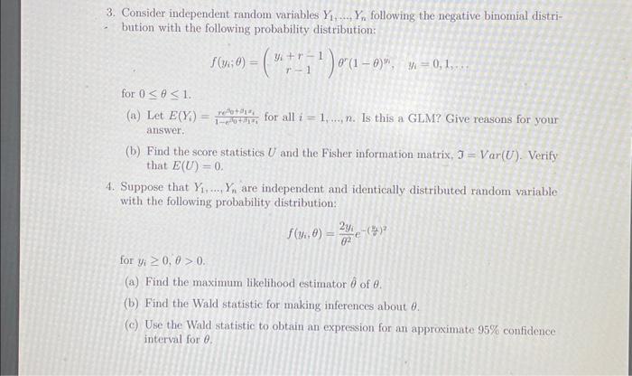 Solved 3. Consider independent random variables Y1,…,Yn | Chegg.com