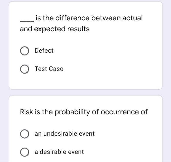 Solved is the difference between actual and expected results | Chegg.com