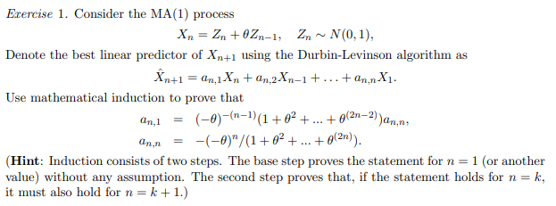 Solved Exercise 1. Consider the MA(1) process | Chegg.com