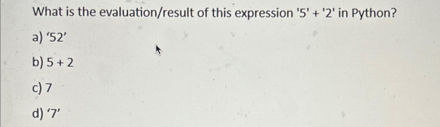 Solved What is the evaluation/result of this expression | Chegg.com
