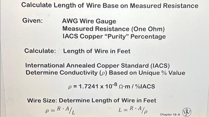 Solved Calculate Length of Wire Base on Measured Resistance | Chegg.com