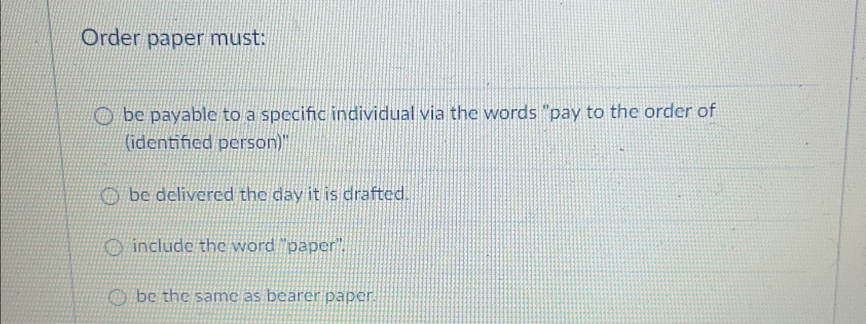 Solved Order paper must:be payable to a specific individual | Chegg.com