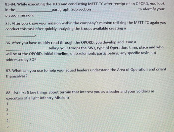 83-84. While executing the TLPs and conducting | Chegg.com