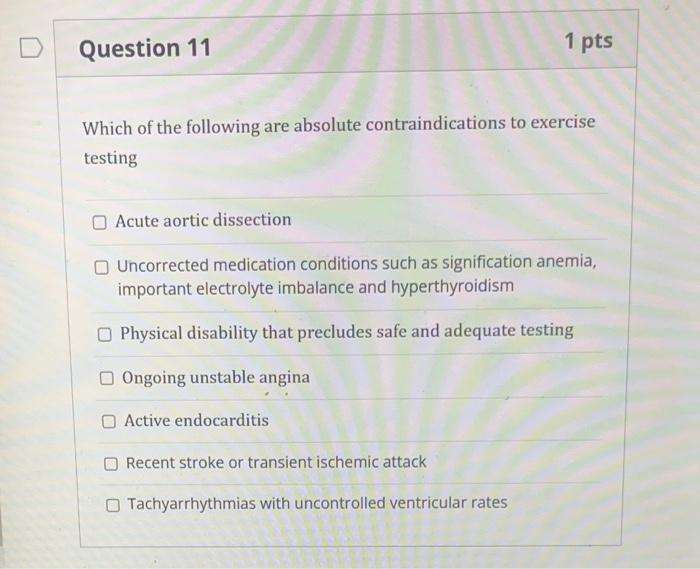 Which of the following are absolute contraindications | Chegg.com