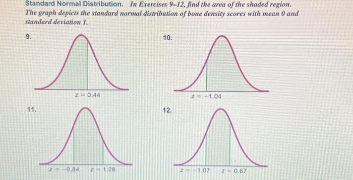 Solved Standard Normal Distribution. In Exercises 9-12, find | Chegg.com