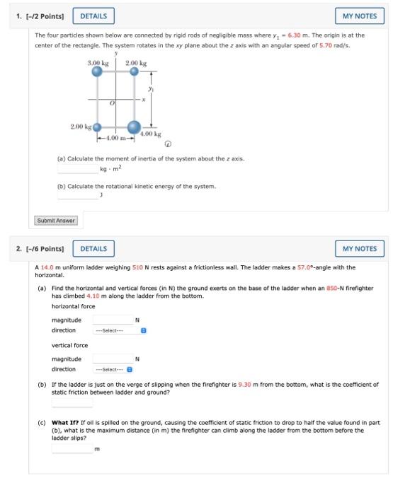 Solved The four particles shown below are connected by rigid | Chegg.com
