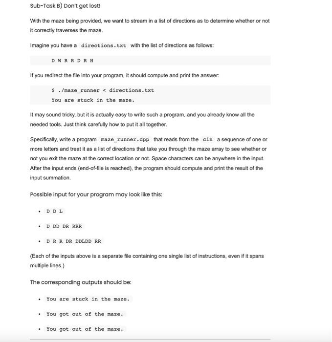 Solved Create a file called maze_runner.cpp that will | Chegg.com