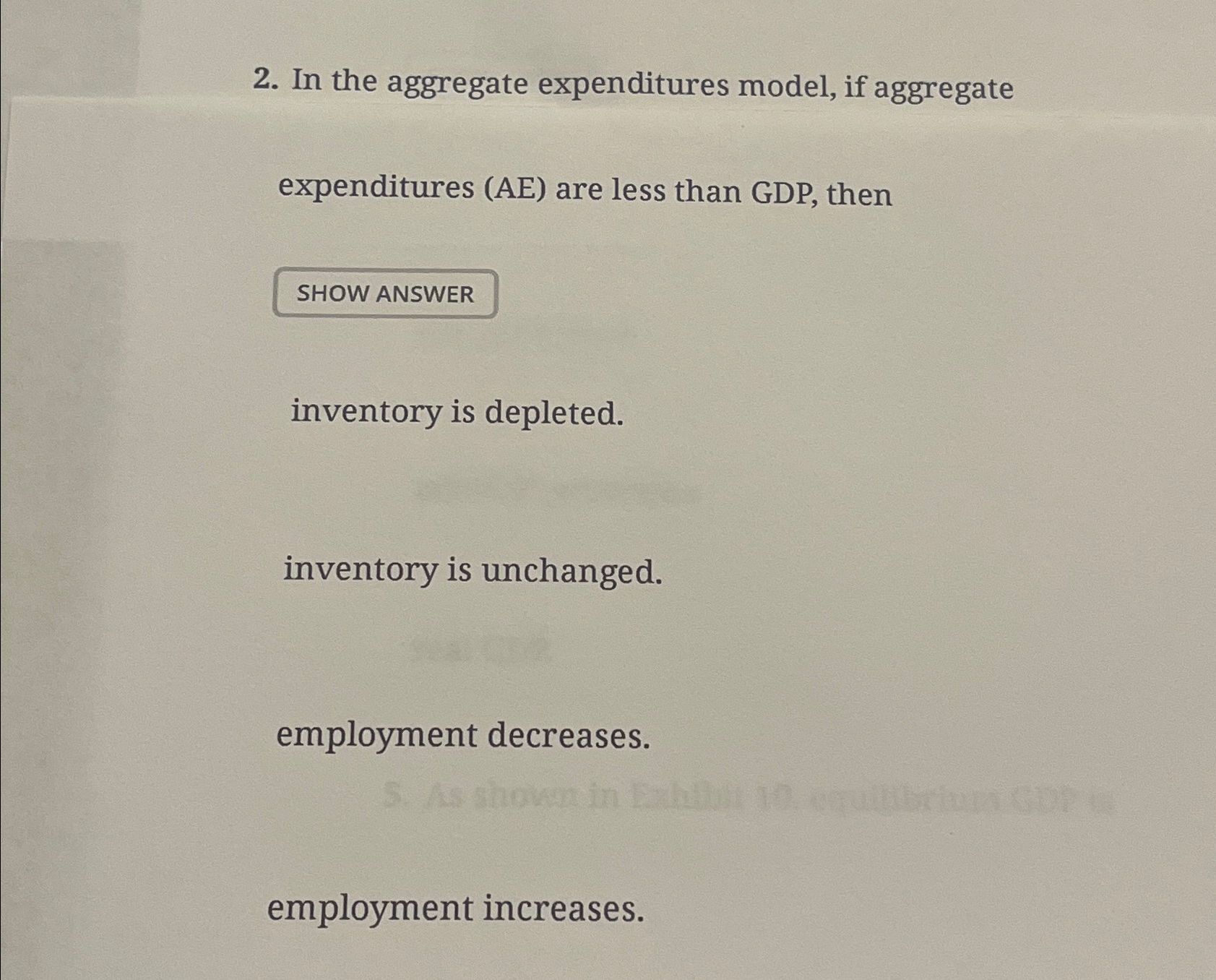 Solved In the aggregate expenditures model, if | Chegg.com