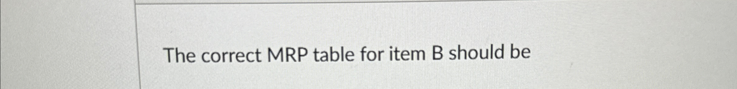 Solved The correct MRP table for item B ﻿should be | Chegg.com