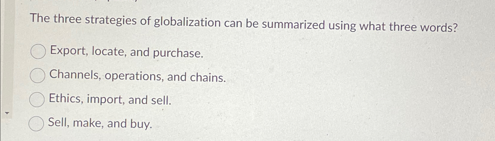 Solved The three strategies of globalization can be | Chegg.com