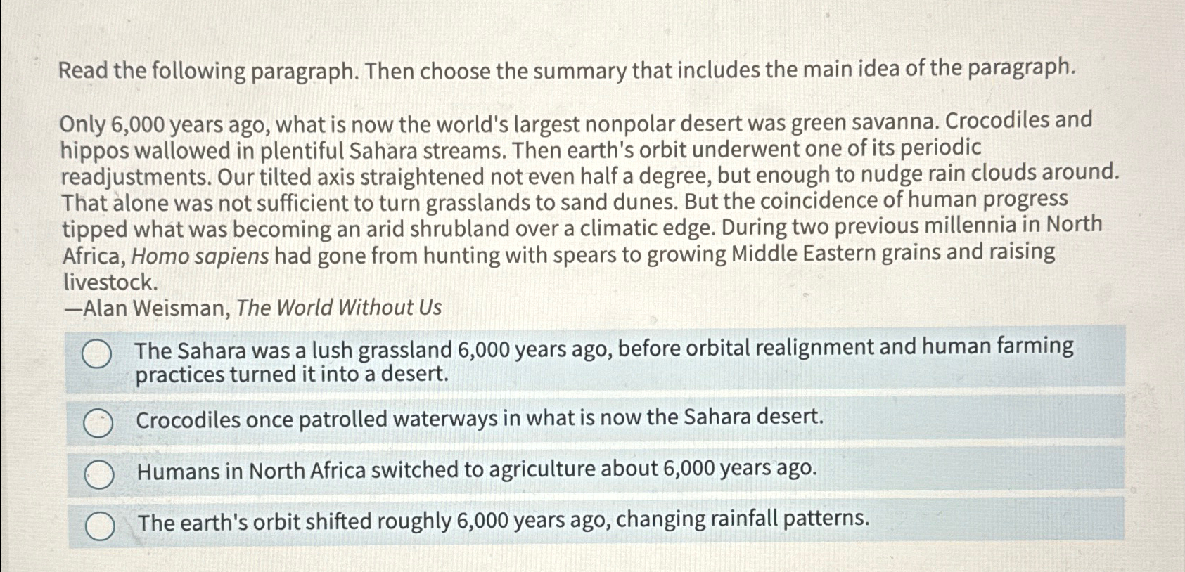 Solved Read the following paragraph. Then choose the summary | Chegg.com