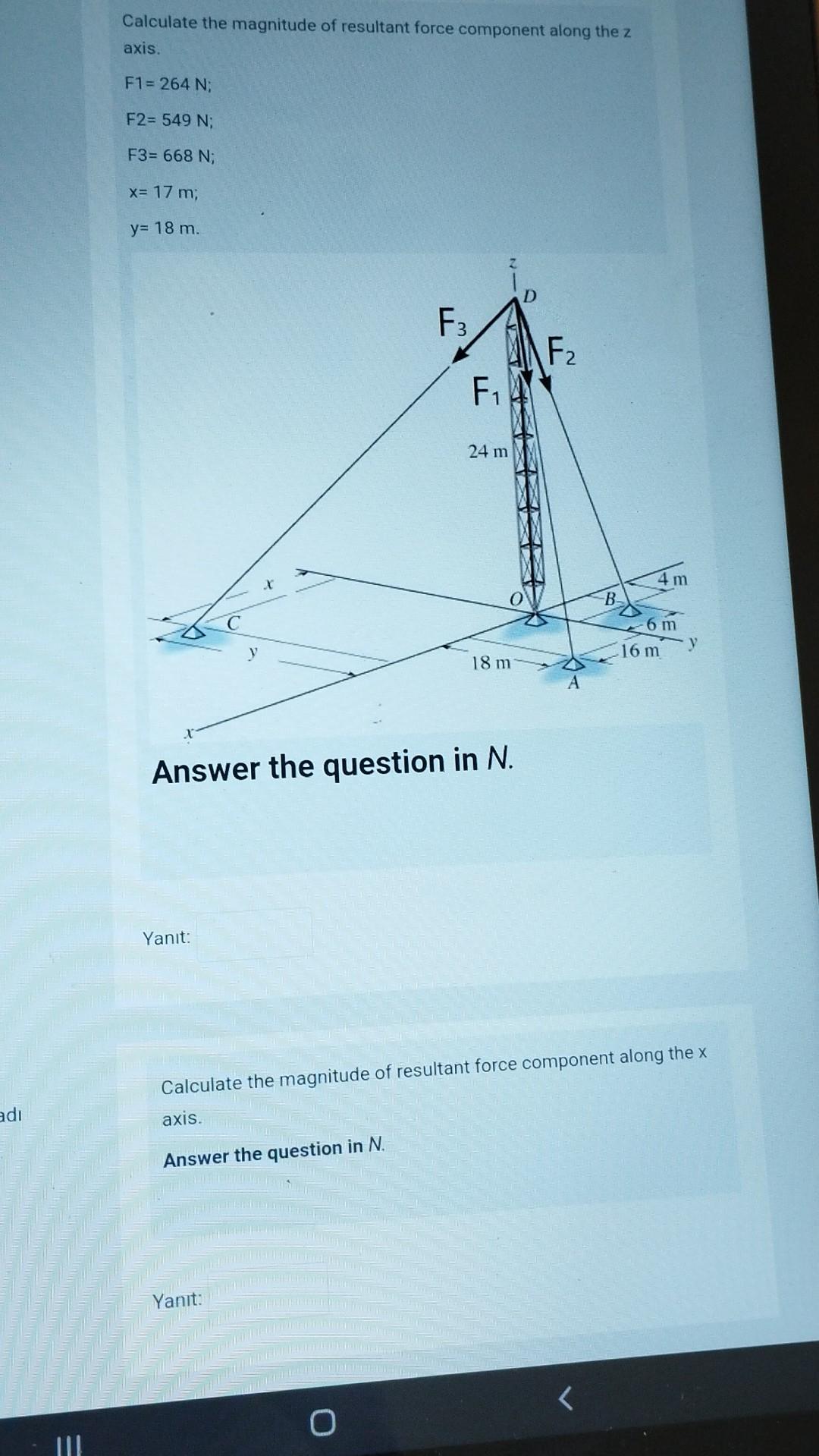 Solved Calculate the magnitude of resultant force component | Chegg.com