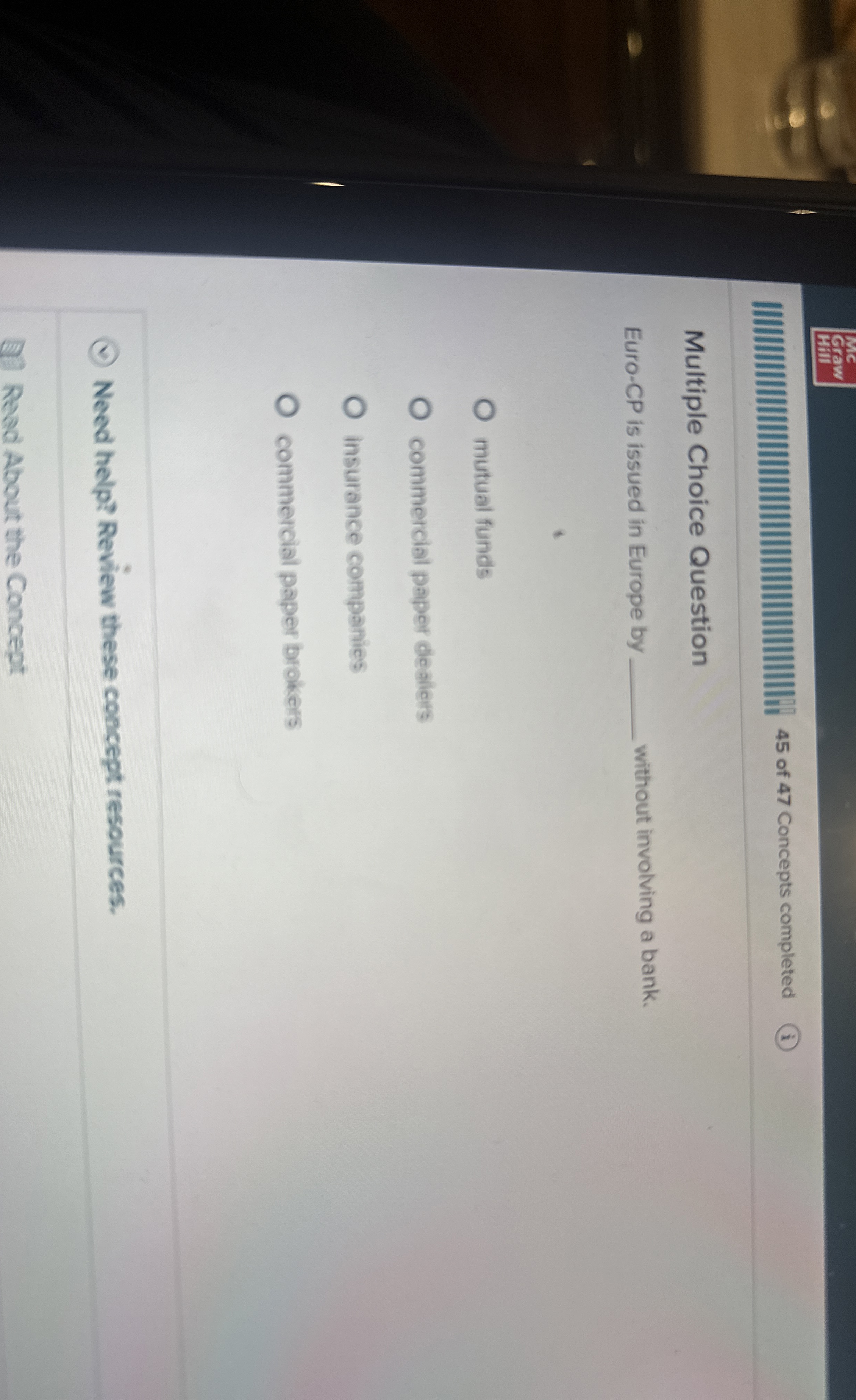 Solved weGill45 ﻿of 47 ﻿Concepts completedMultiple Choice | Chegg.com