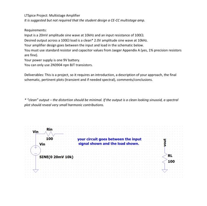 Solved please use LTspice and show schematic which follows | Chegg.com