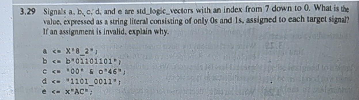 Solved 3.29 Signals a,b,c,d; and e are stdllogic_vectors | Chegg.com