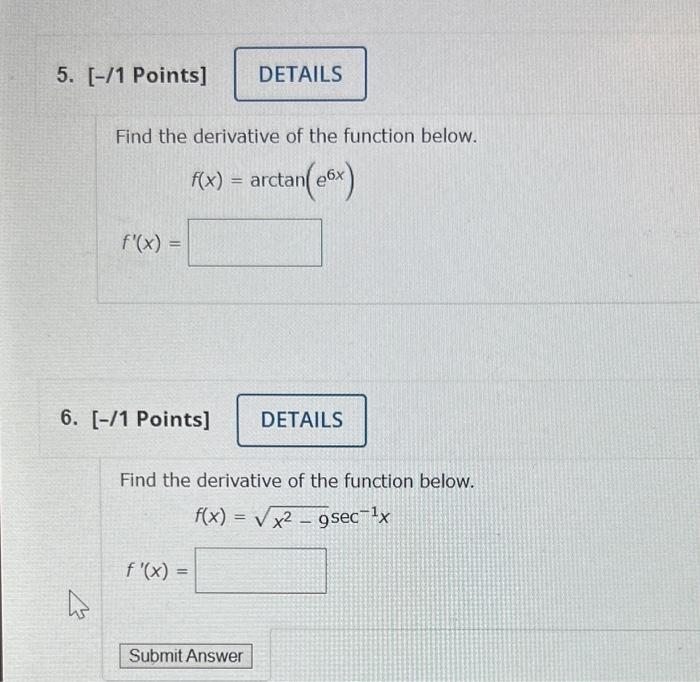 Solved Find the derivative of the function below. | Chegg.com