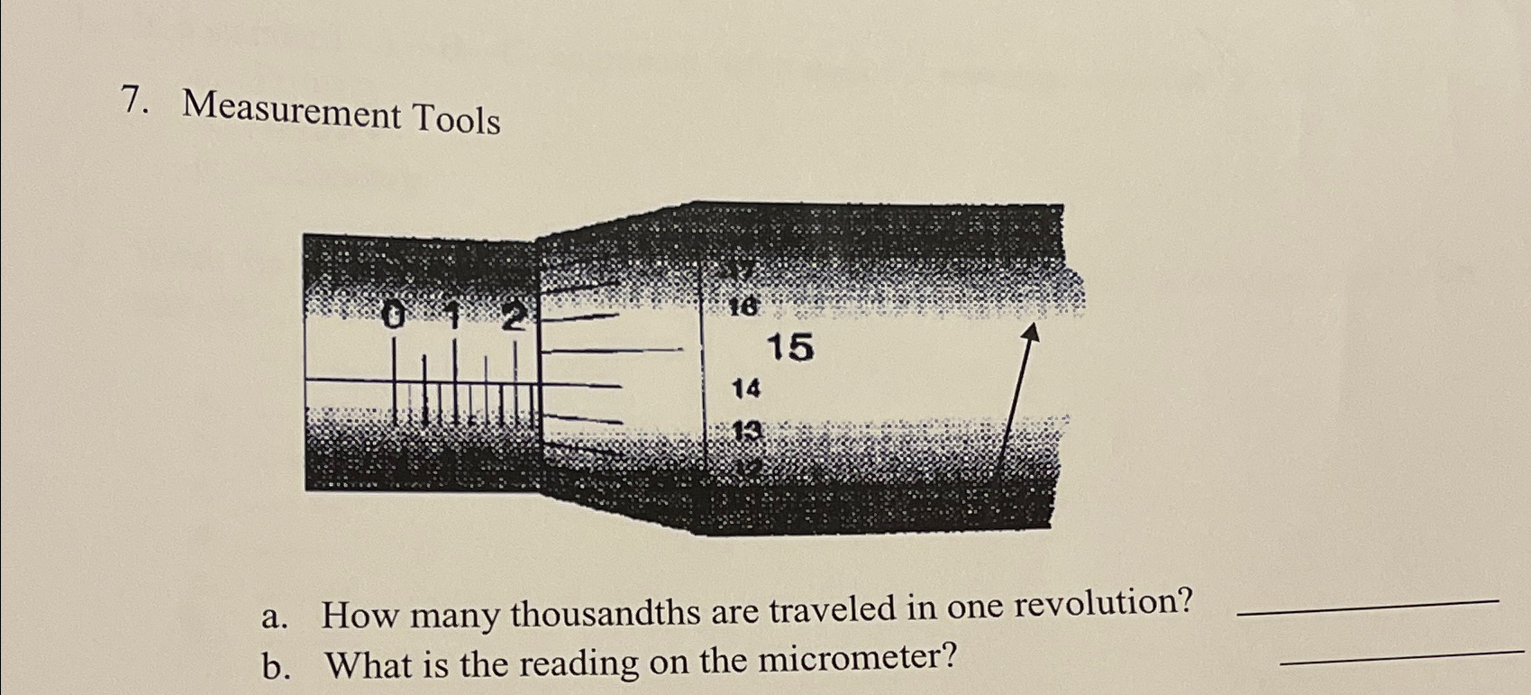 Measurement Toolsa. ﻿How many thousandths are | Chegg.com