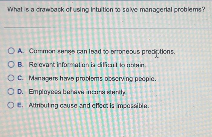 Solved What is a drawback of using intuition to solve | Chegg.com