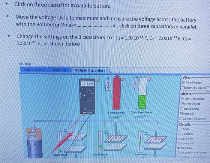 Solved Now measure the voltage across each capacitor. Vi= V: | Chegg.com