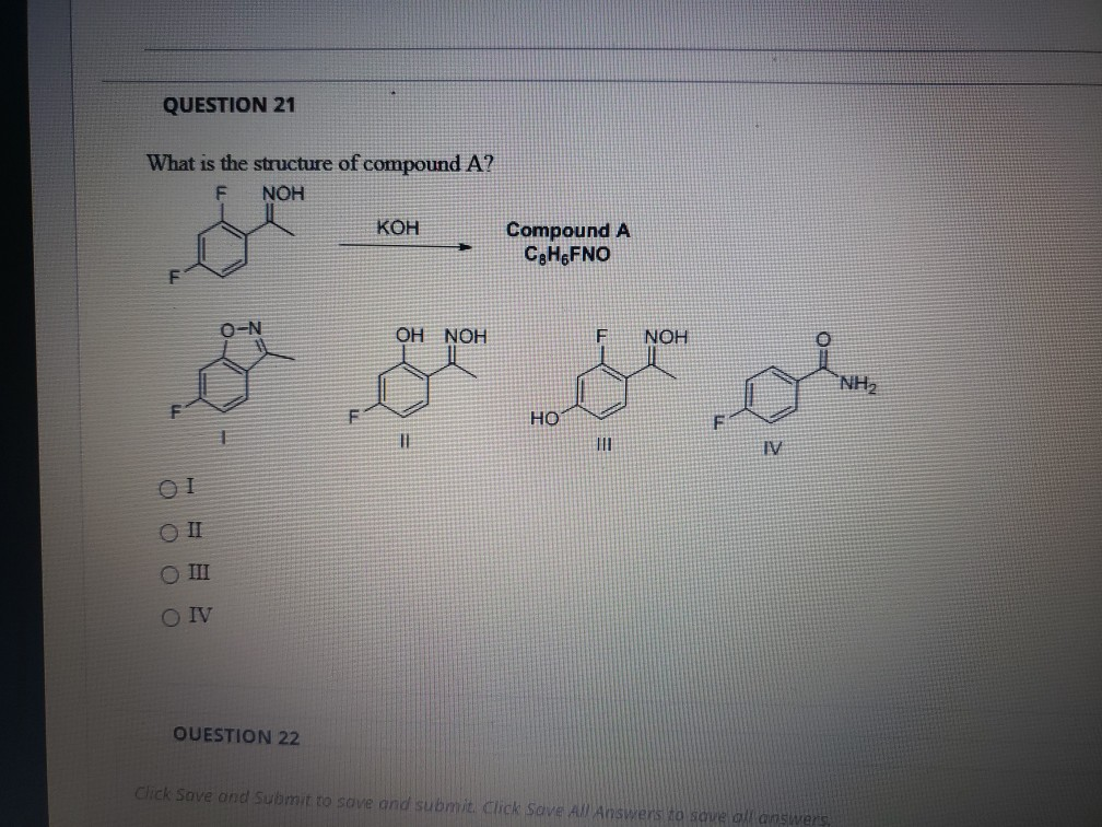 Solved QUESTION 21 What is the structure of compound A? NOH | Chegg.com