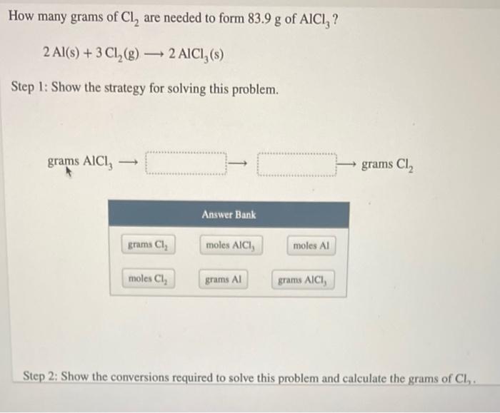 Solved How many grams of Cl, are needed to form 83.9 g of | Chegg.com