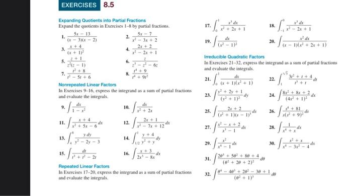 Solved Expanding Quotients into Partial Fractions Expand the | Chegg.com