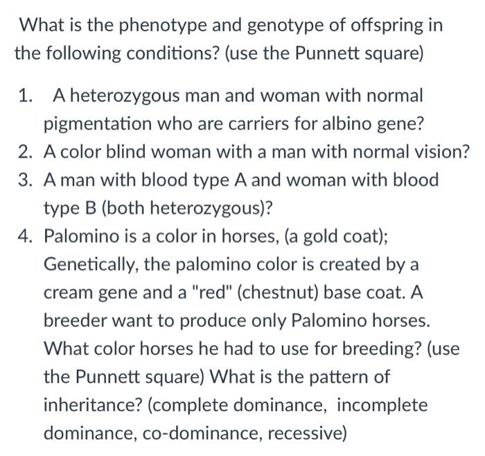 Solved What is the phenotype and genotype of offspring in | Chegg.com