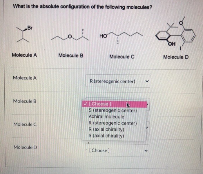 Solved What is the absolute configuration of the following | Chegg.com