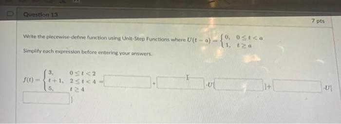 Solved Write the piecewise-define function usine Unit-Step | Chegg.com
