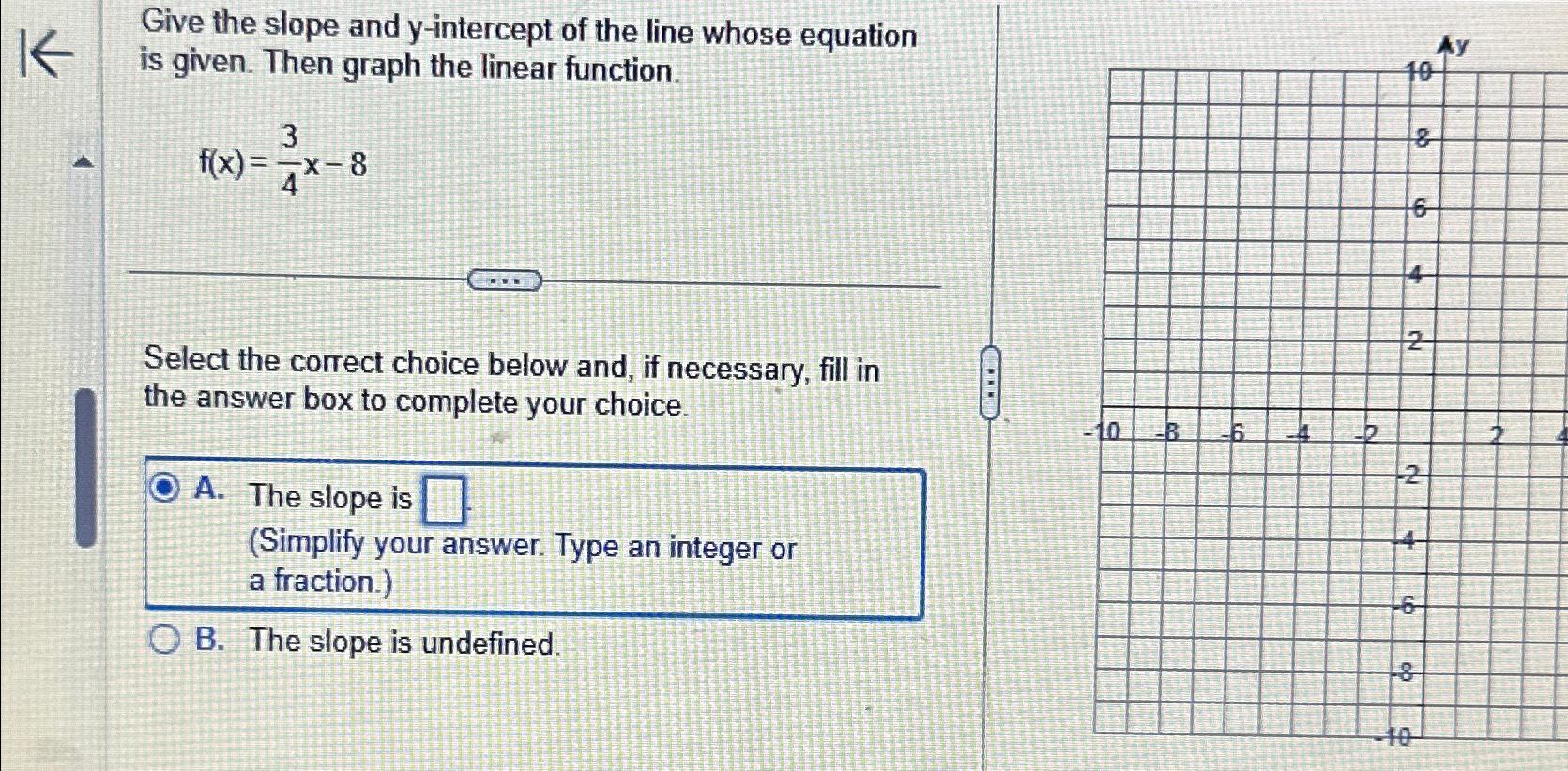 Solved Give the slope and y-intercept of the line whose | Chegg.com